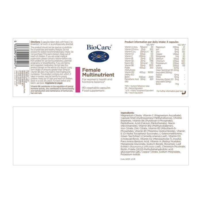 BioCare Female Multinutrient 90 Capsules | MicroBio Health™